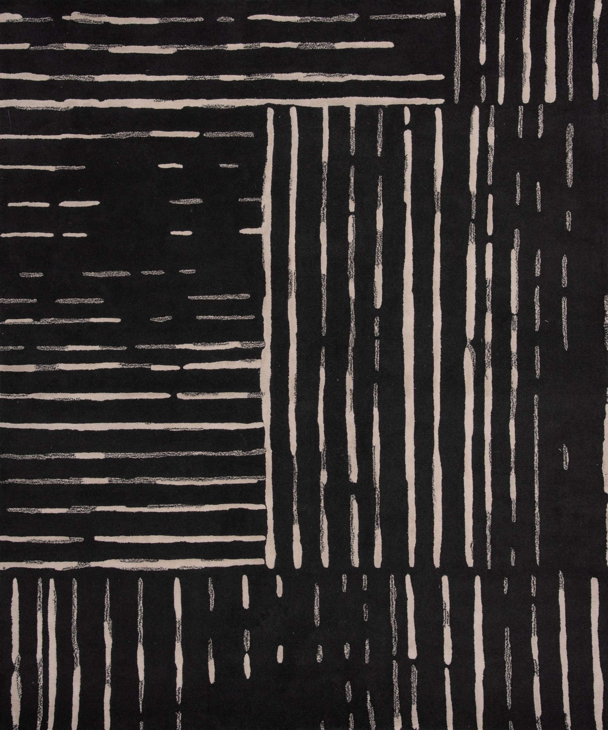 Mattox Carbon Black Rug with Geometric Design