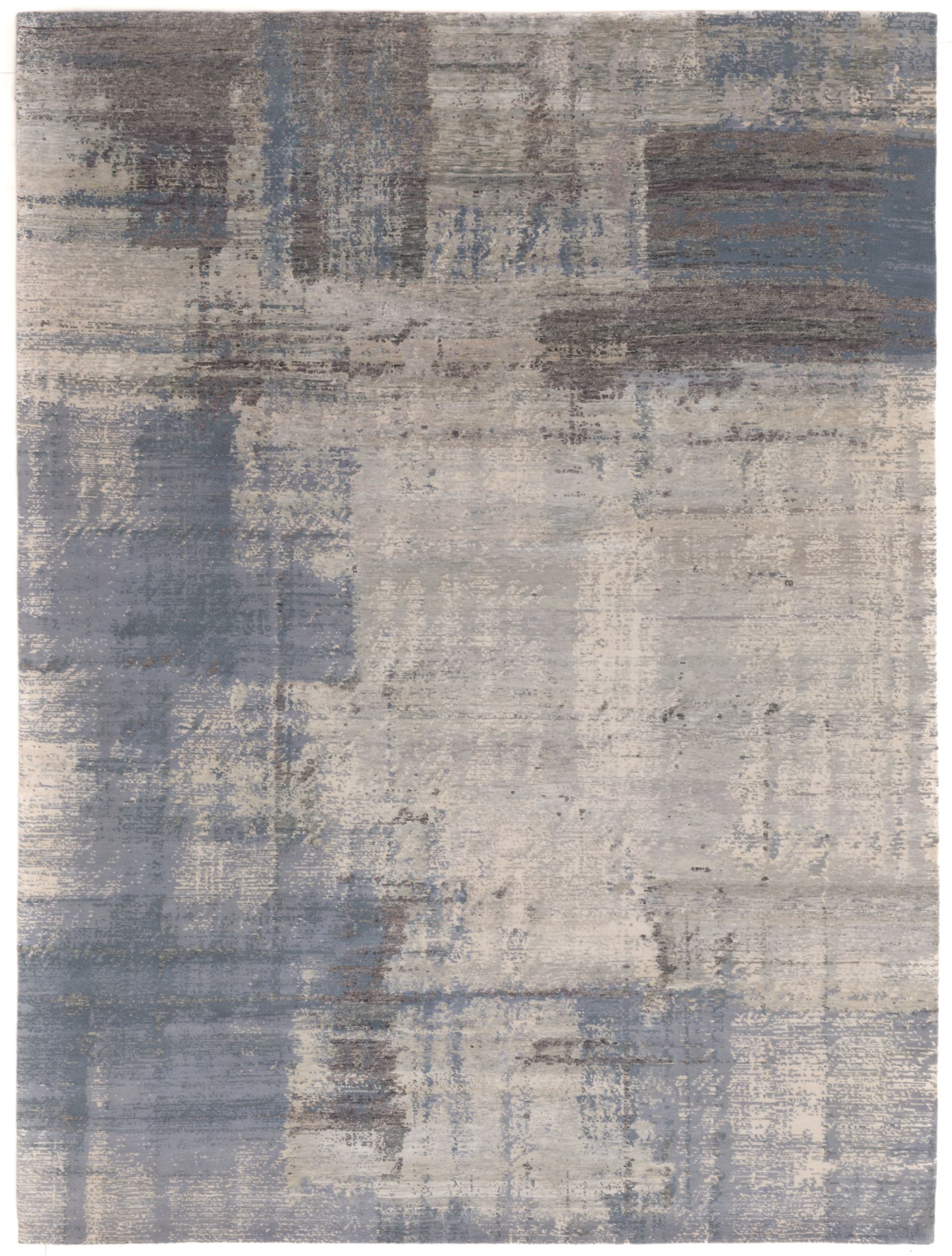 Leatrix Hand-Knotted Wool-Silk Blend Rug with Abstract Design